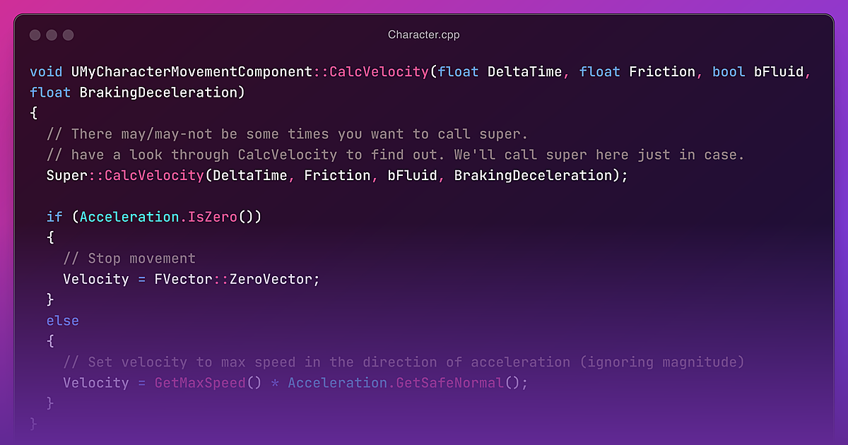 Instant velocity character movement | James Brooks